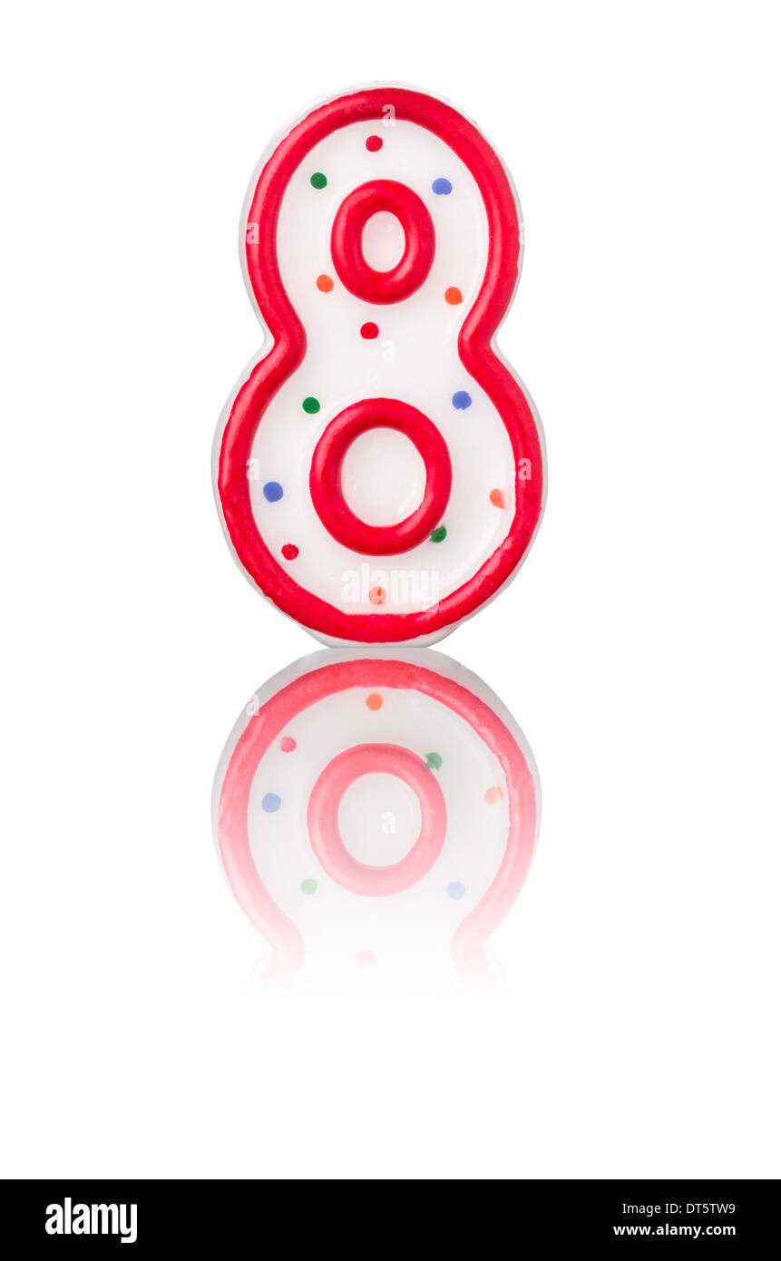 Red number 8 with reflection Stock Photo - Alamy