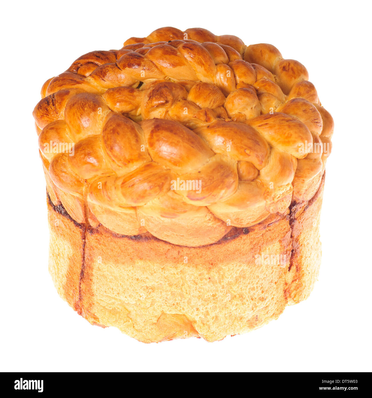 Home made traditional bread "paskha" close up isolated on white Stock ...