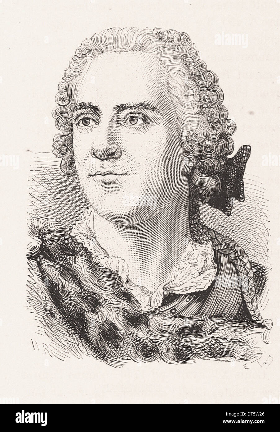 Portrait of Maréchal de Saxe - French engraving XIX th century Stock ...