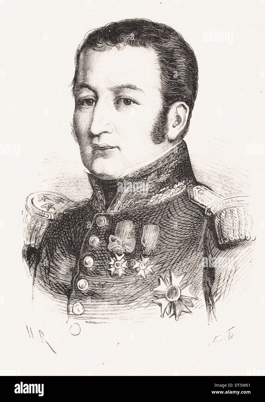 Portrait of général Gérard - French engraving XIX th century Stock ...