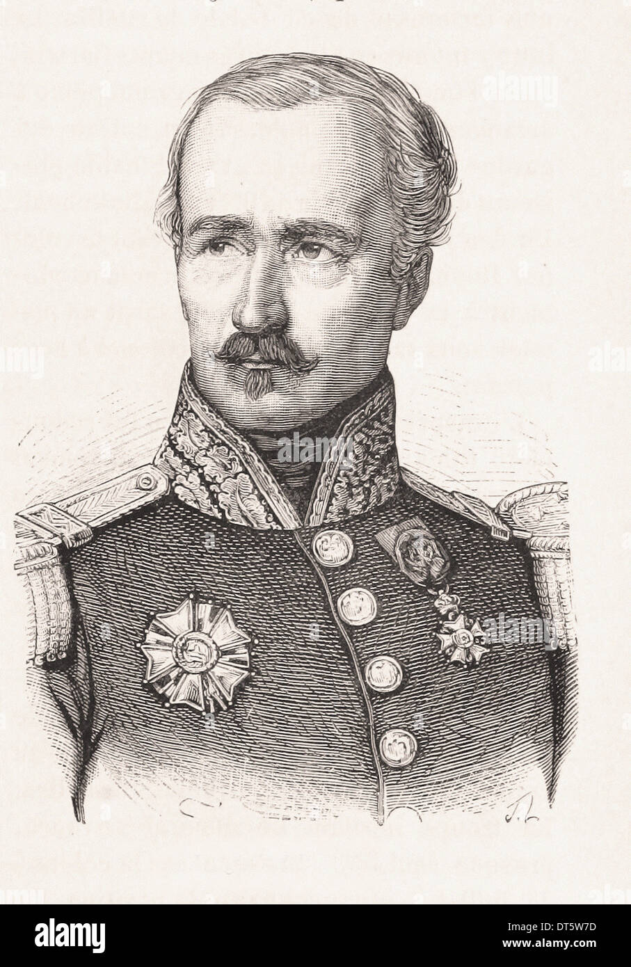 Portrait of Général Duvivier - French engraving XIX th century Stock ...