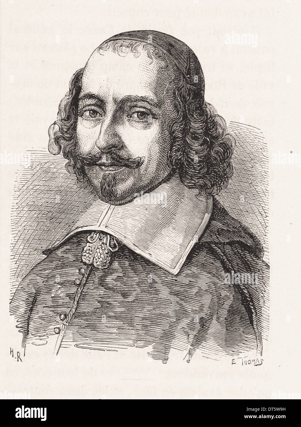 Portrait of Cardinal Jules Raymond Mazarin - French engraving XIX th ...