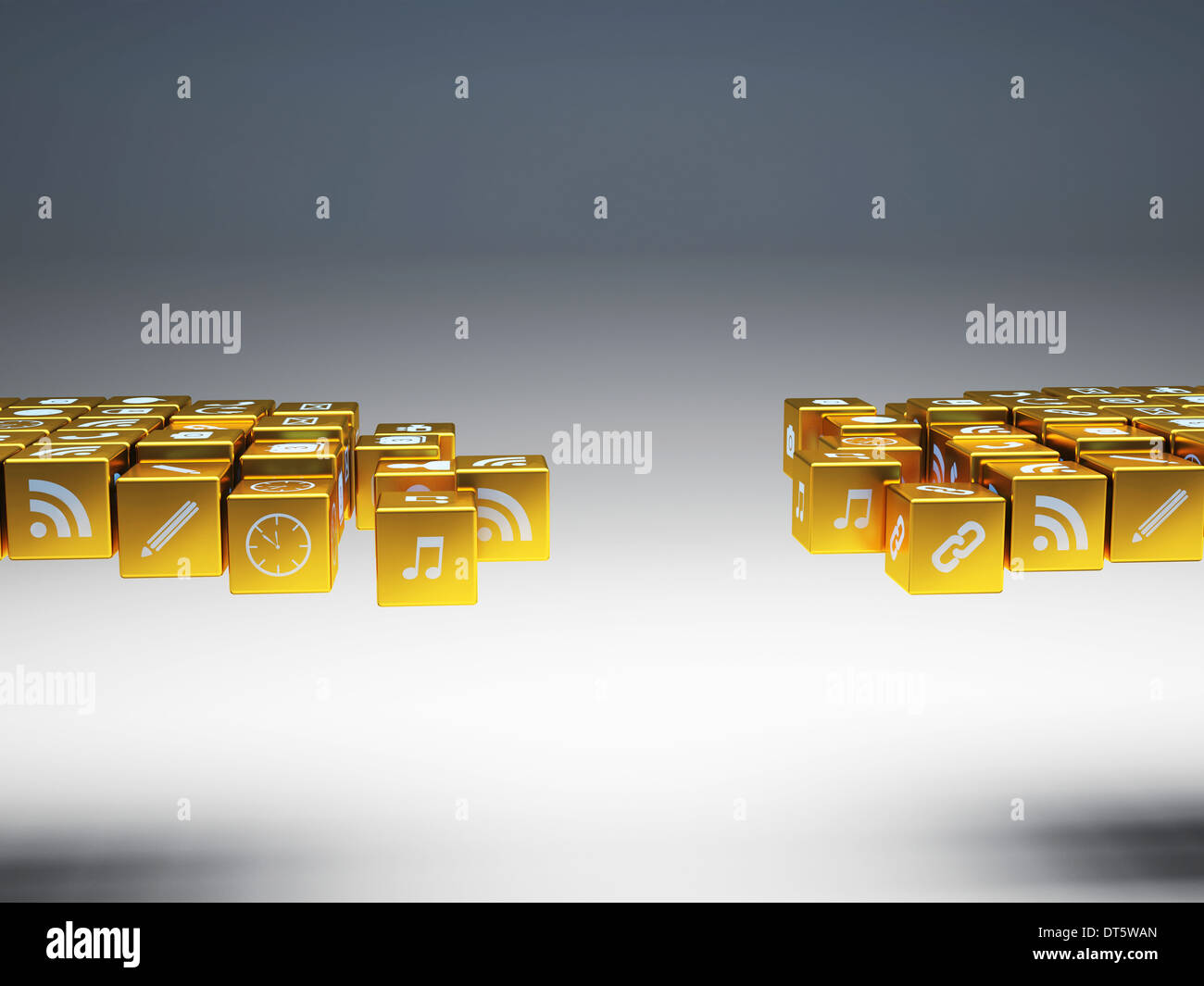 3d image of broken golden bridge Stock Photo - Alamy