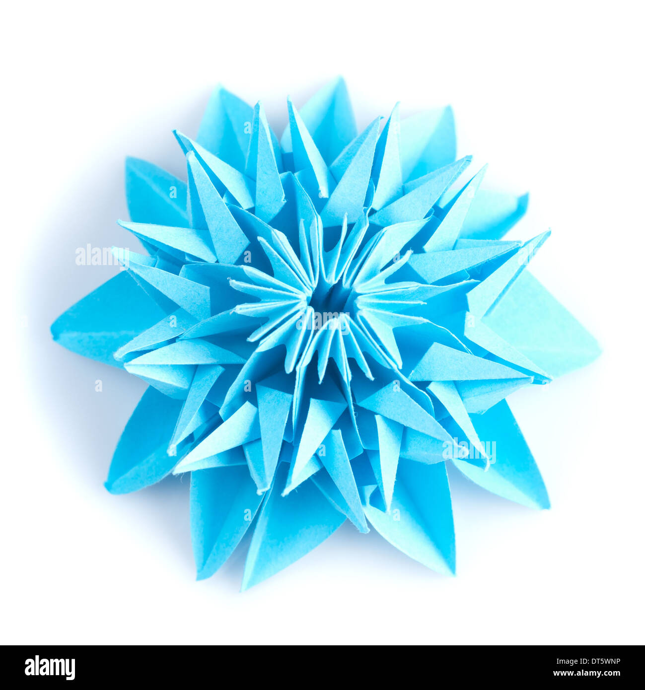 blue origami unit snowflake isolated on white background Stock Photo ...