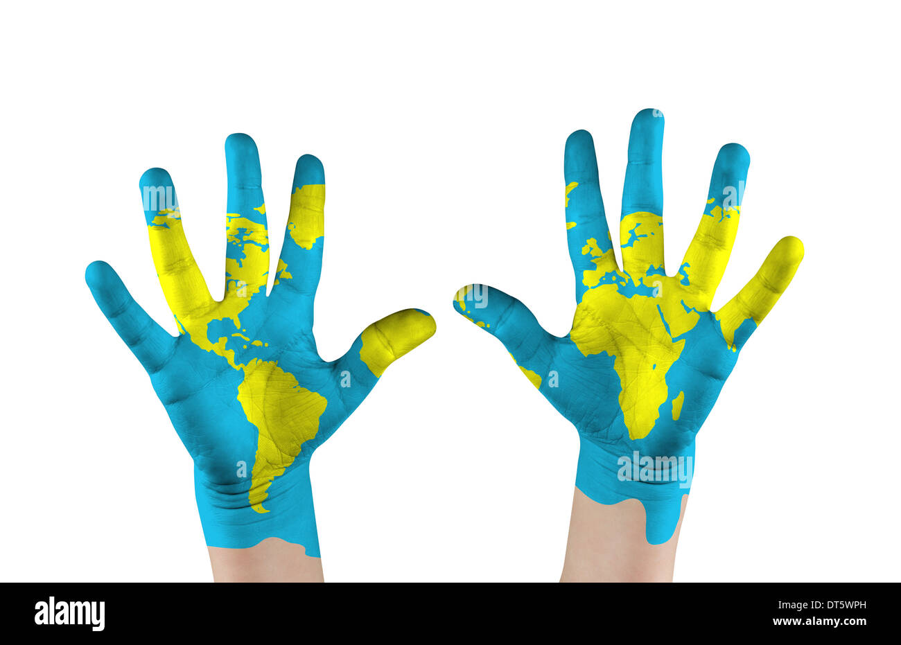 Map painted on hands Stock Photo - Alamy