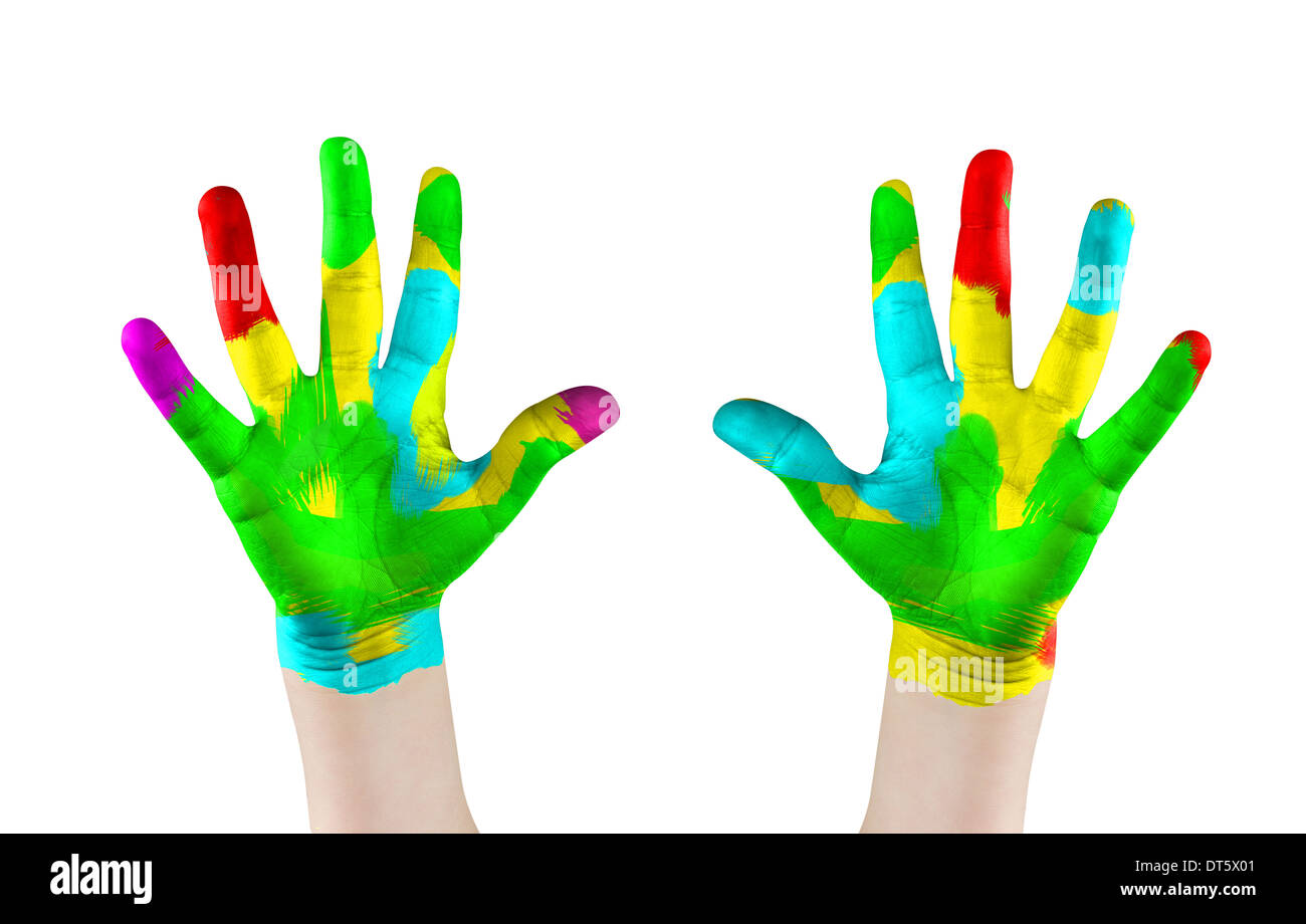 Painted child's hands.Isolated on white Stock Photo - Alamy