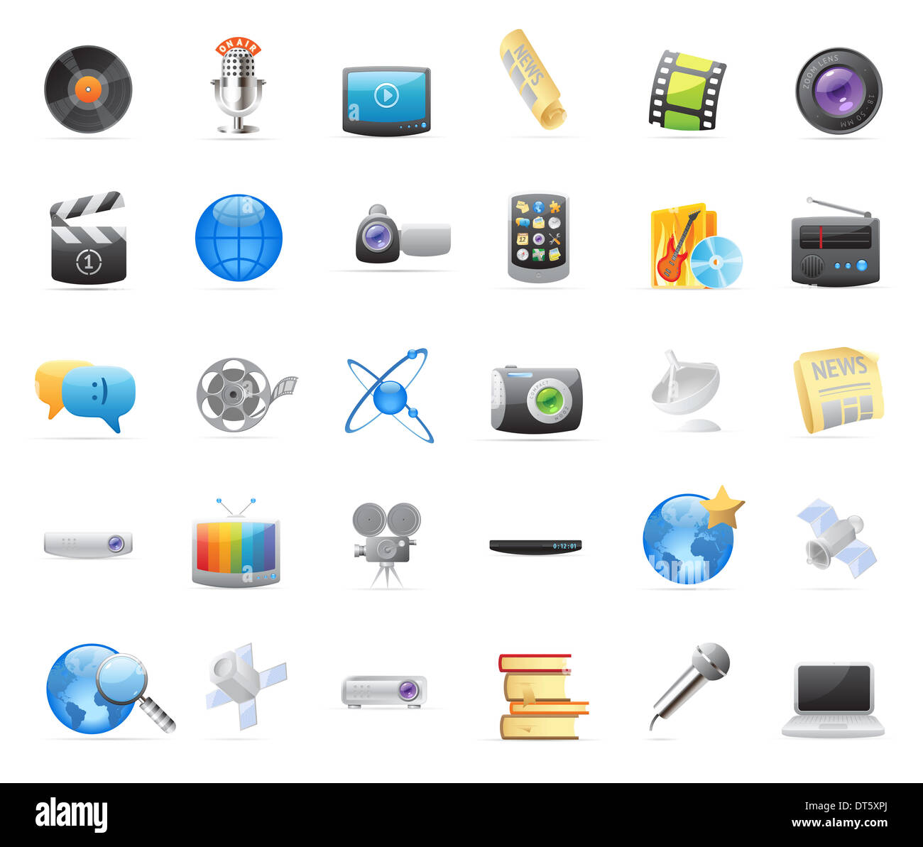 30 detailed icons for media Stock Photo - Alamy