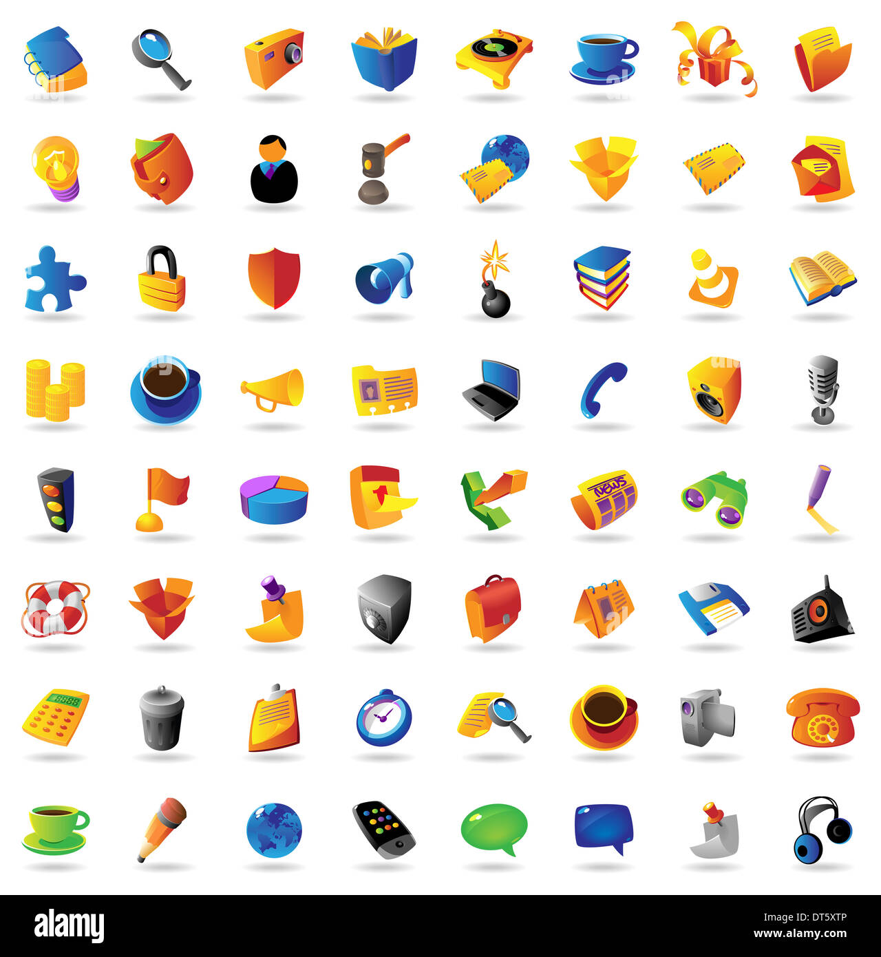 Realistic icons set on white background Stock Photo - Alamy