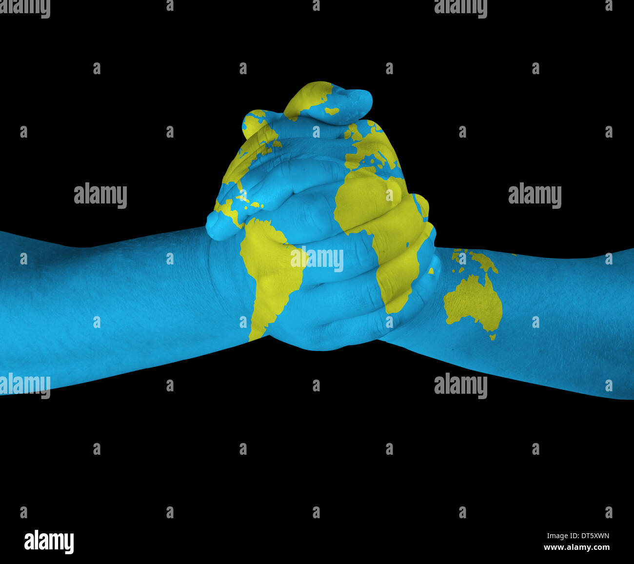 Map painted on hands Stock Photo - Alamy
