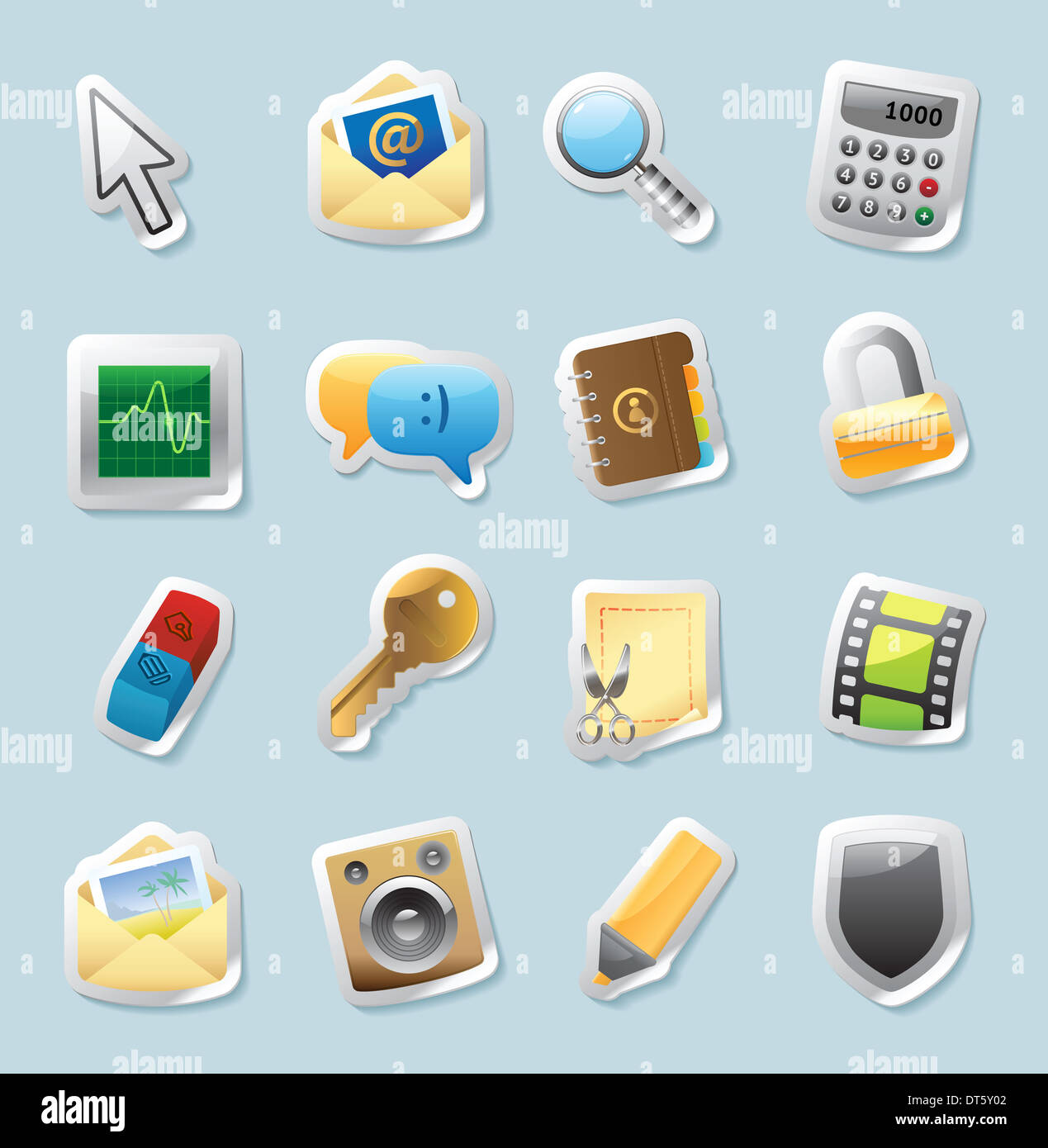 Sticker button set. Icons for signs and interface Stock Photo - Alamy