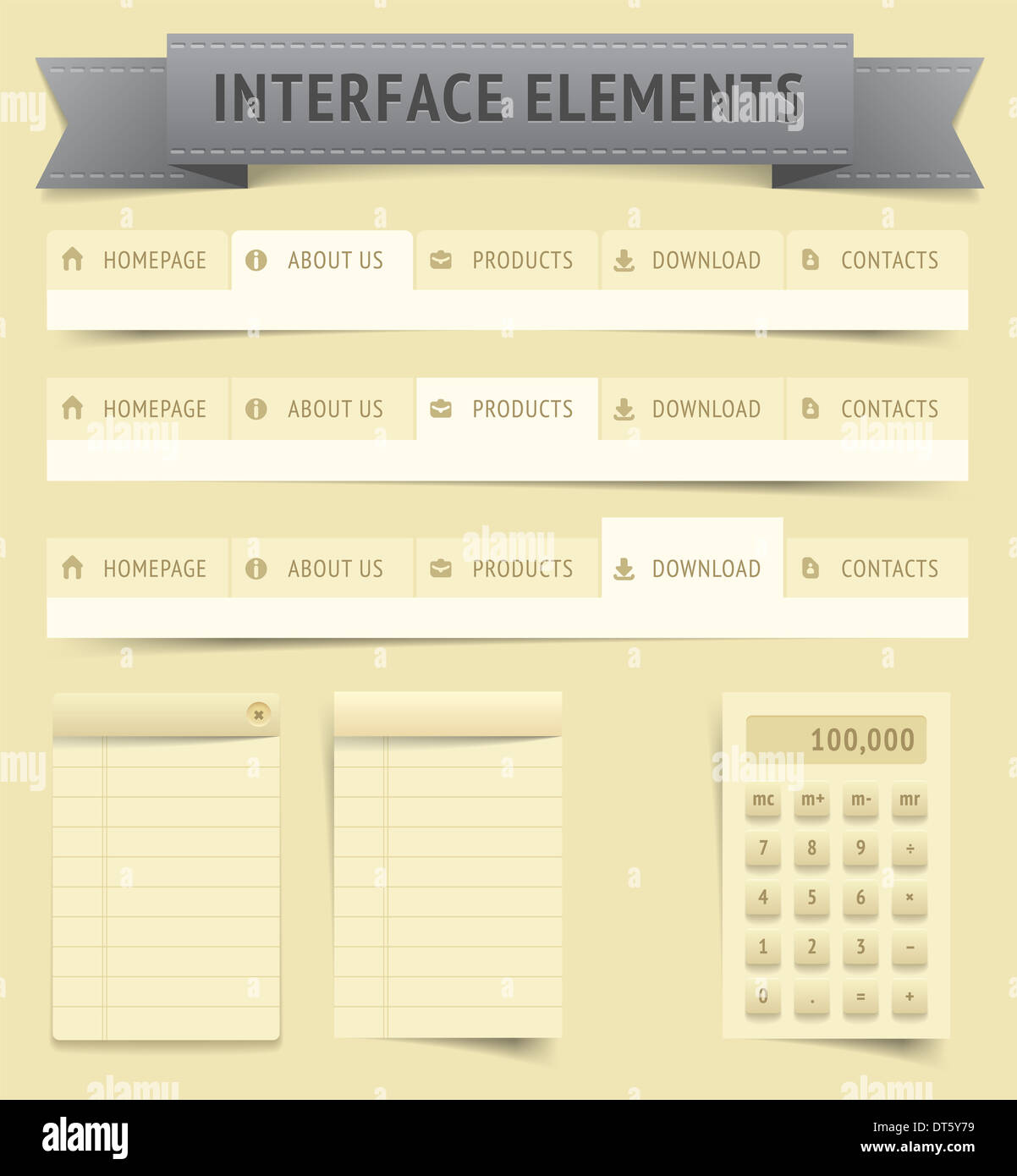 User interface elements. Raster version Stock Photo - Alamy