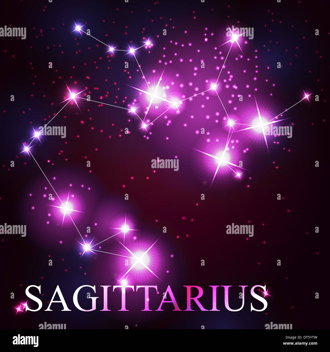 Sagittarius zodiac sign of the beautiful bright stars on the background ...