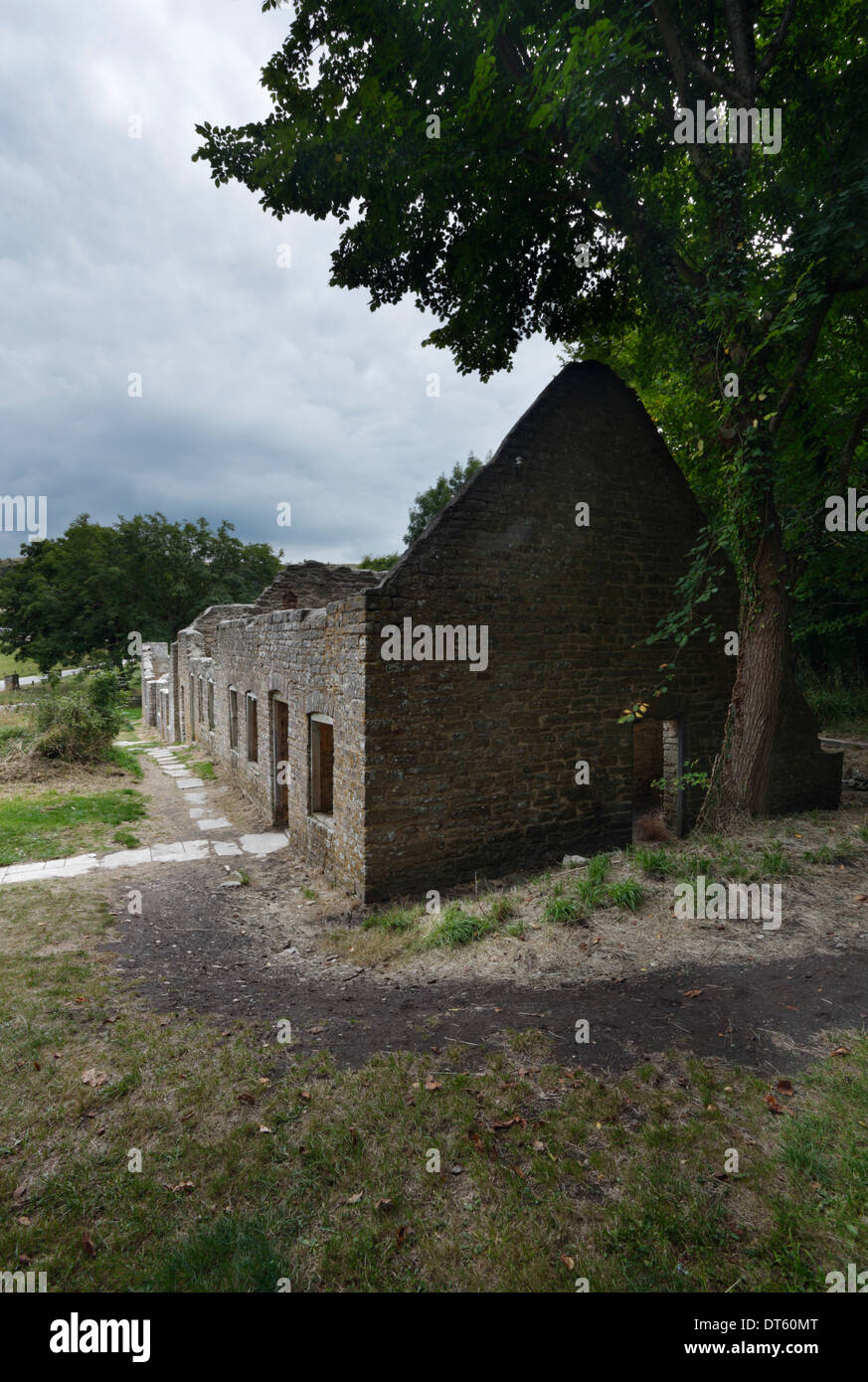 Ruins of Cottages on Post Office Row, Tyneham Deserted Village. Dorset ...