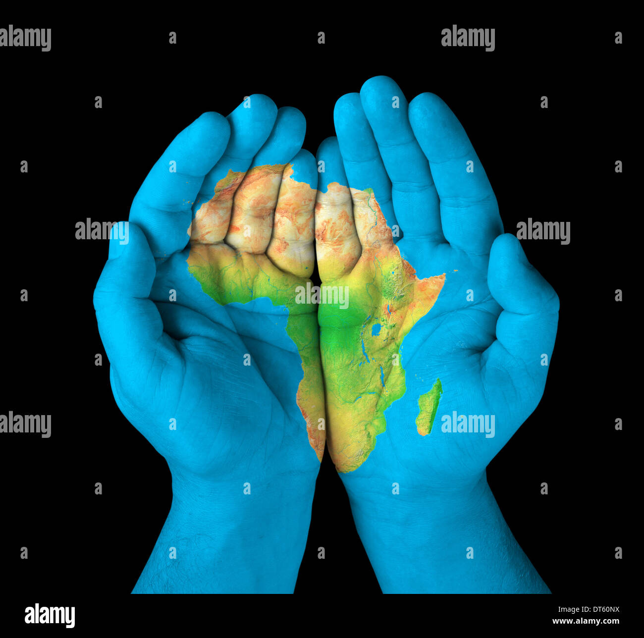 Map painted on hands Stock Photo - Alamy