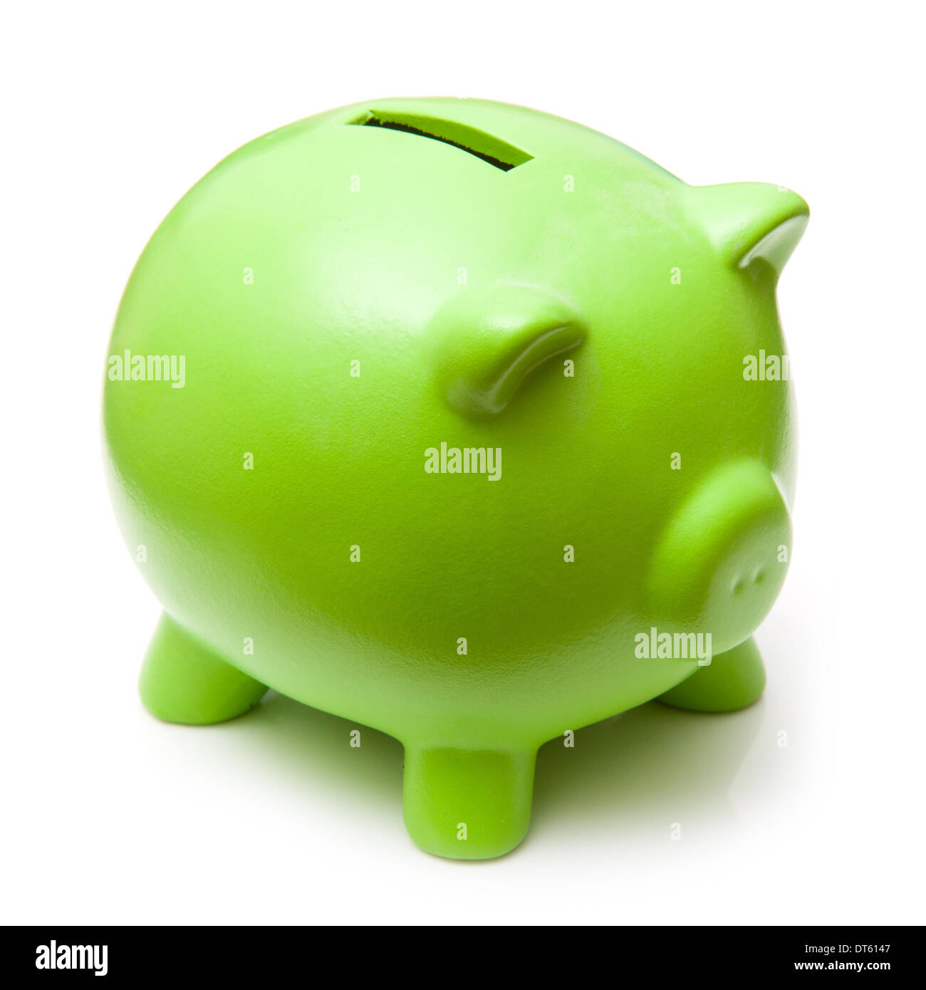 Green piggy bank money box isolated on a white studio background Stock ...
