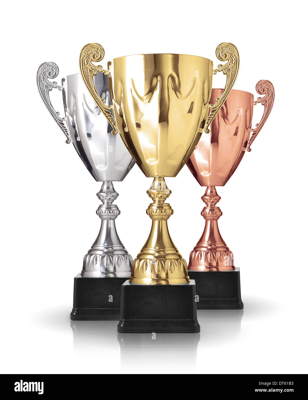 three different kind of trophies isolated on white background Stock ...