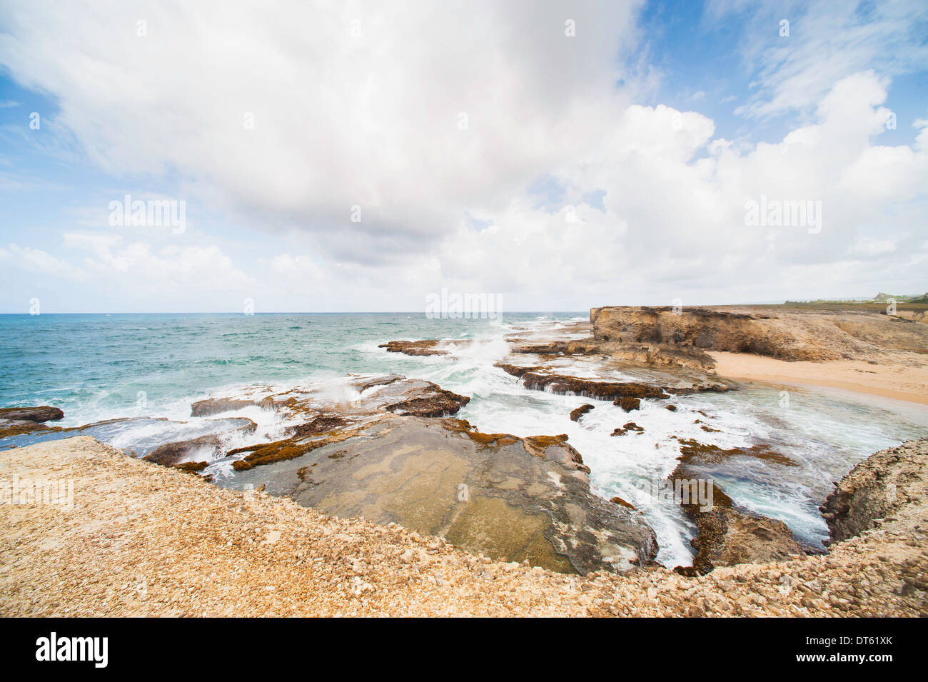 Rocks and beach, Barbados Stock Photo - Alamy