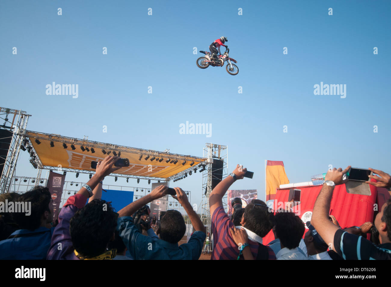 Stunt bikers from MRF on stunt bikes at the India Bike Week held at ...