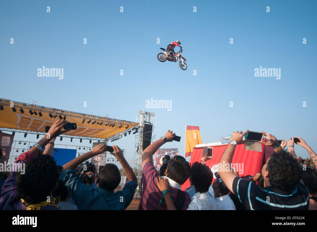 Stunt bikers from MRF on stunt bikes at the India Bike Week held at ...