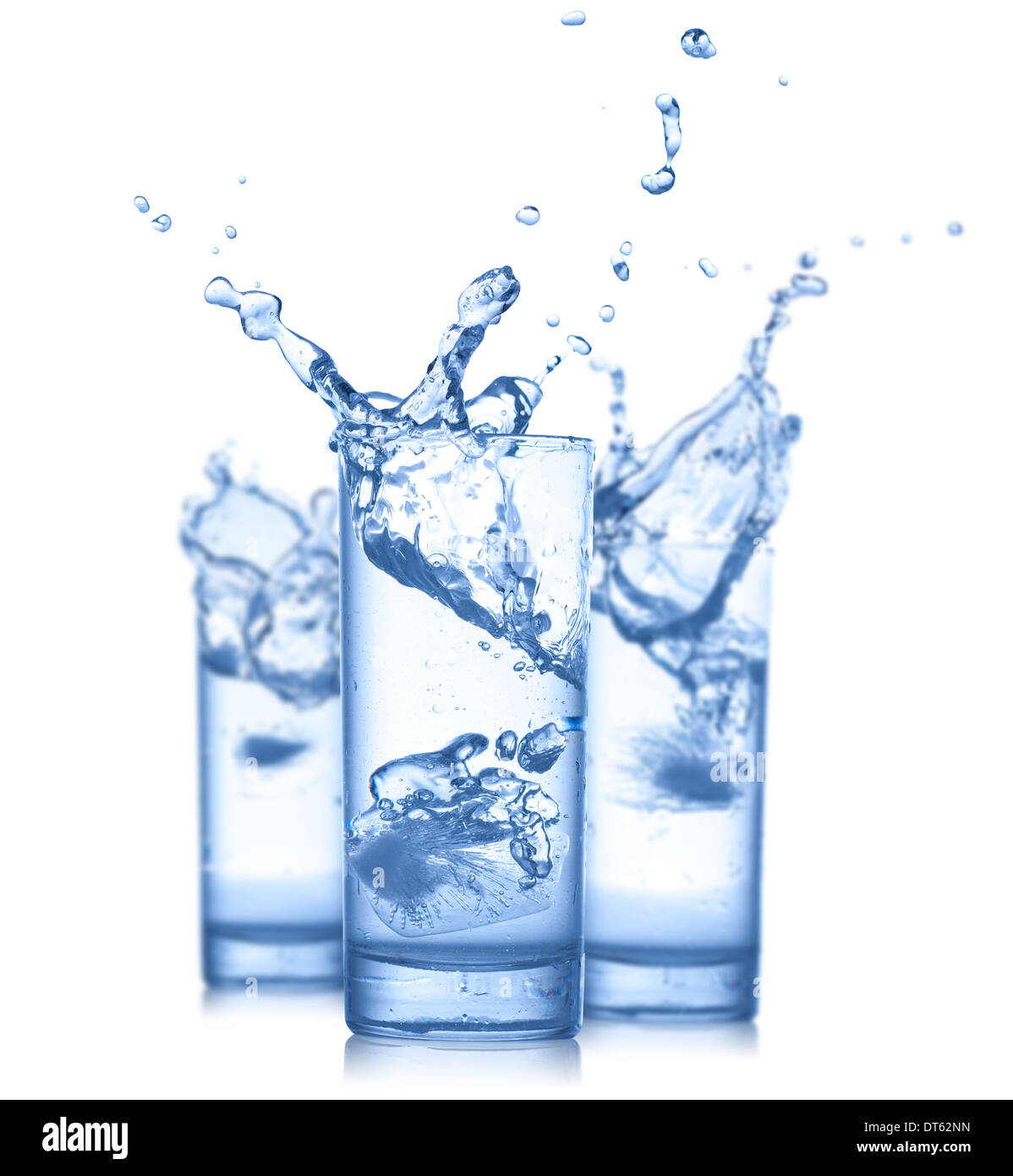 Water splash in glasses isolated on white Stock Photo - Alamy