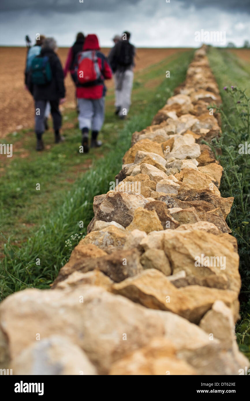 Walkers on the Winchcombe Way, Cotswolds, UK Stock Photo - Alamy