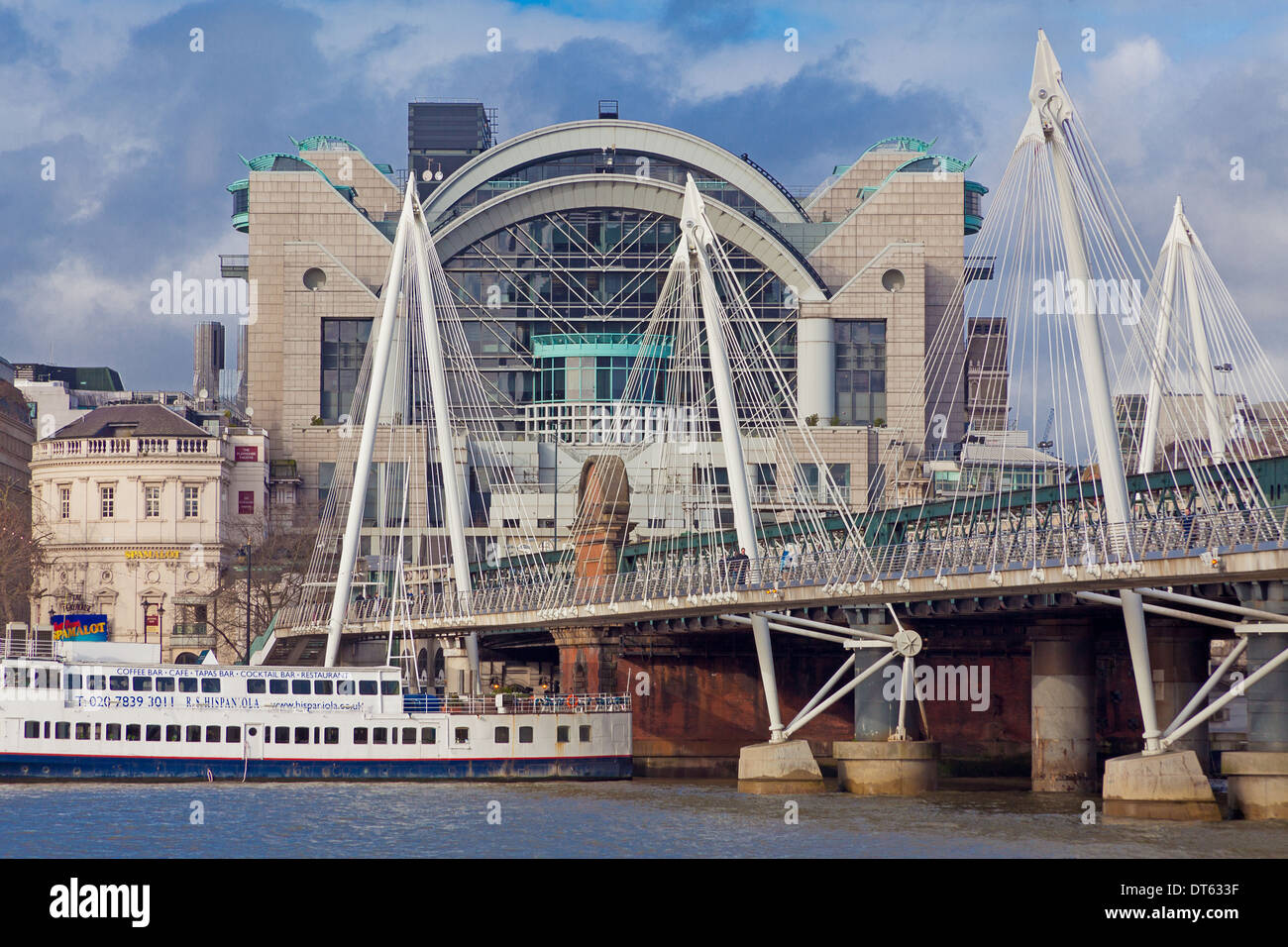London, Southbank A view from Southbank of the Hungerford footbridge ...
