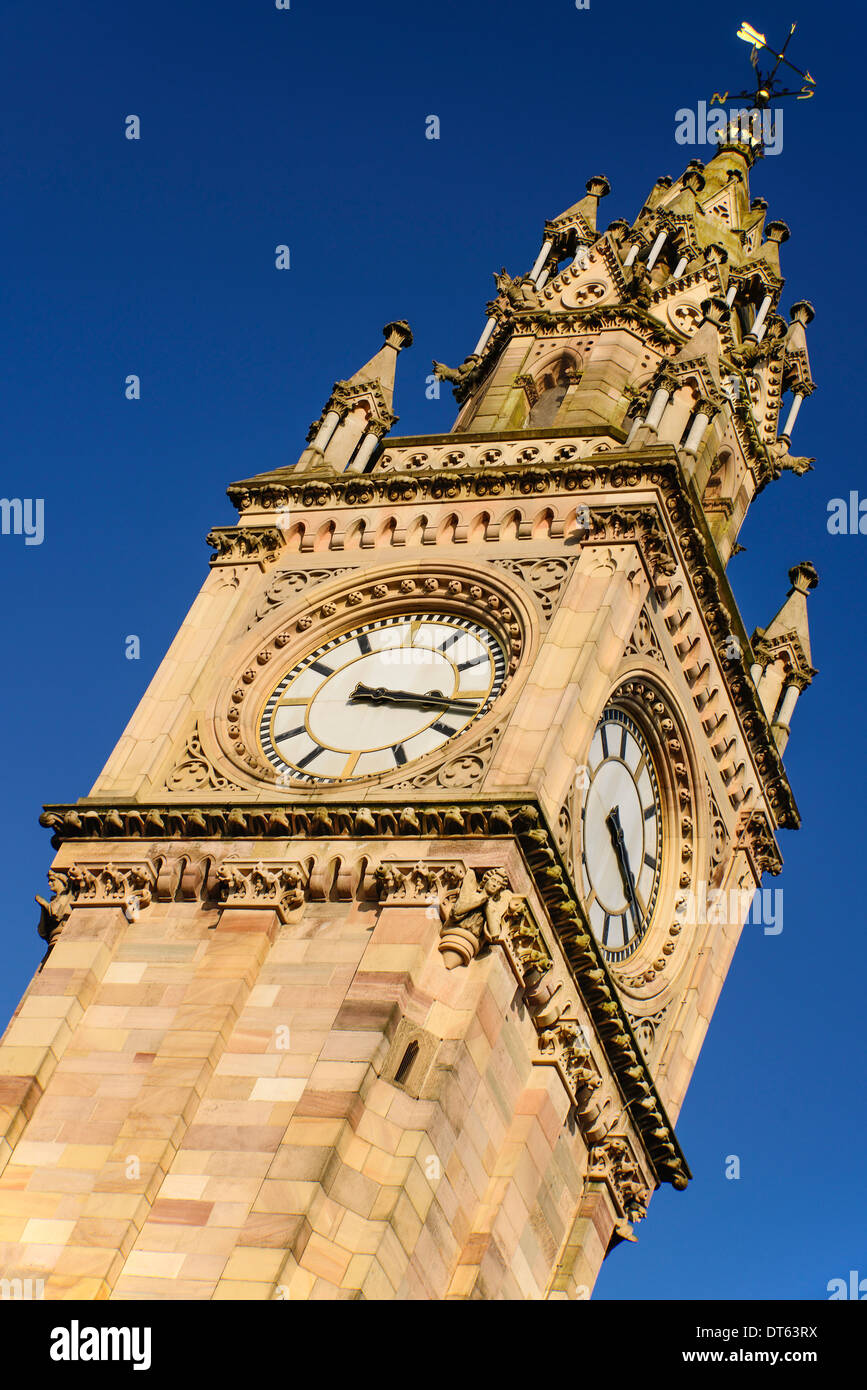 Ireland, Belfast, The Albert Memorial Clock Tower in Queen's Square a ...