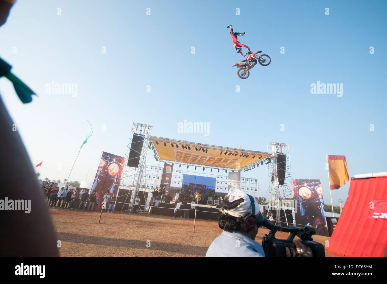 Stunt bikers from MRF on stunt bikes at the India Bike Week held at ...