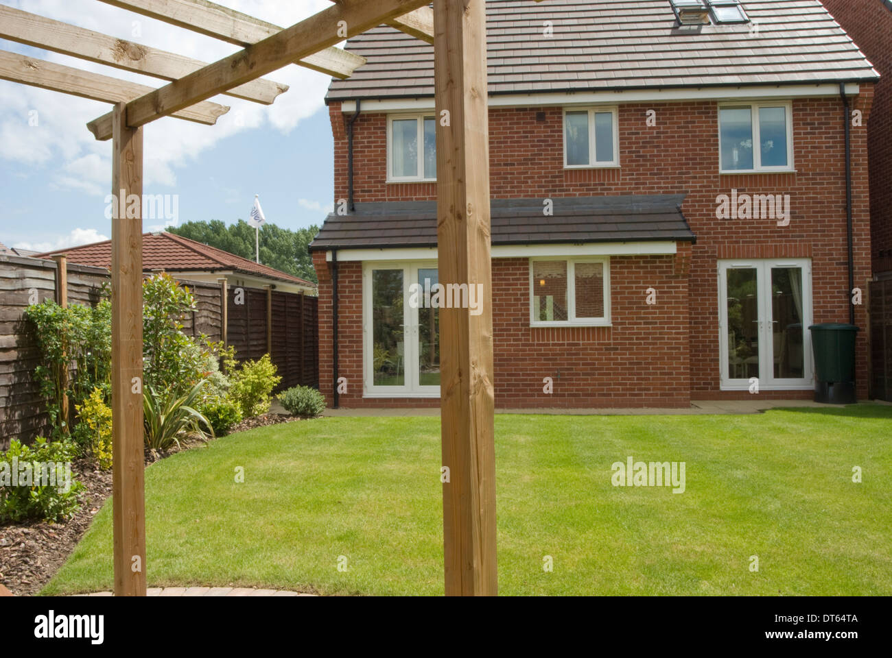 New build red brick detached house Stock Photo - Alamy
