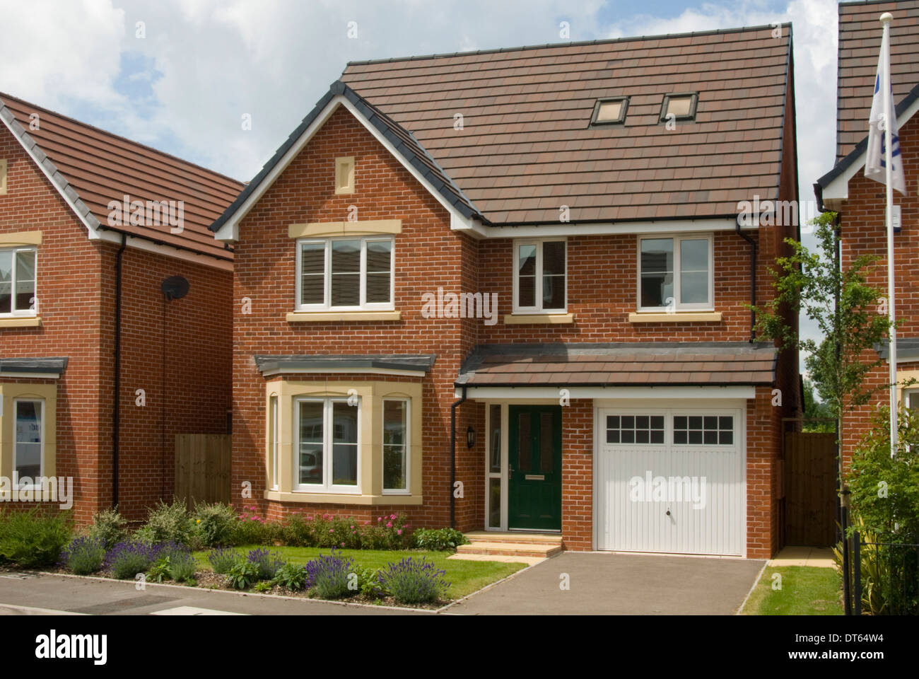 New build red brick detached house Stock Photo - Alamy