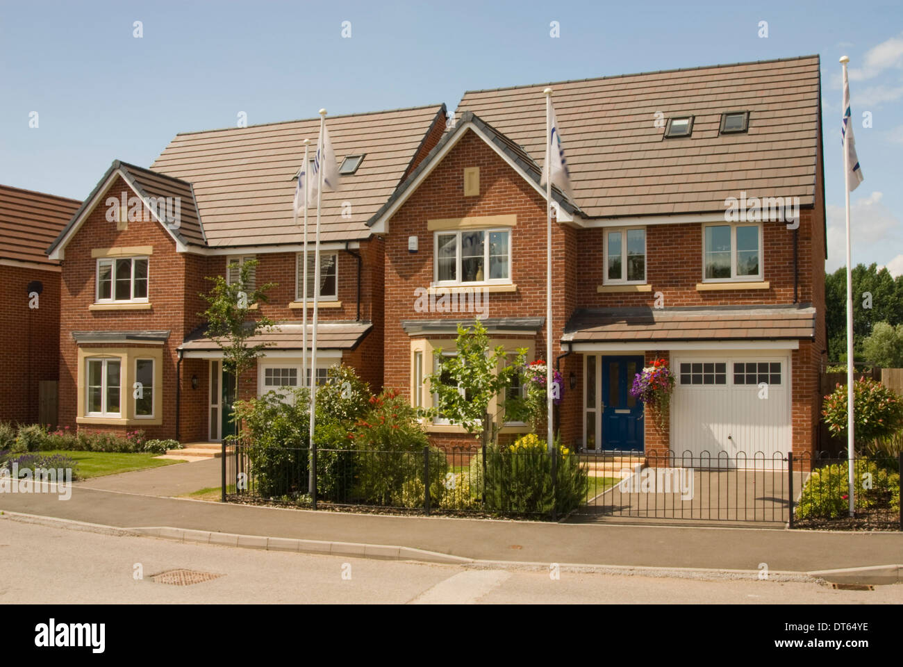 New build red brick detached house Stock Photo - Alamy