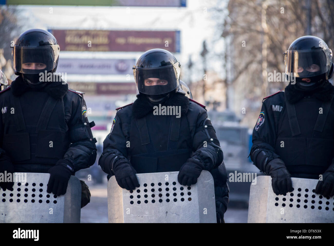 Pro-government riot police during Euromaidan in Kiev, Ukraine Stock ...