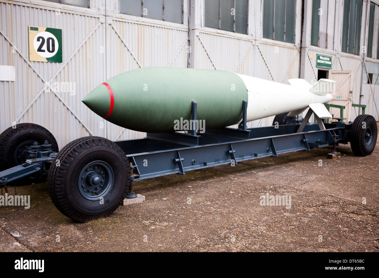 World War Two bomb on display at Brooklands Museum in Weybridge Surrey ...