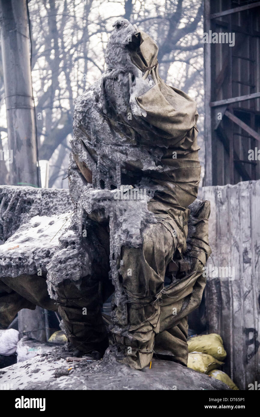 Wrapped monument of Valeriy Lobanovskyi outside Dynamo Stadium ...