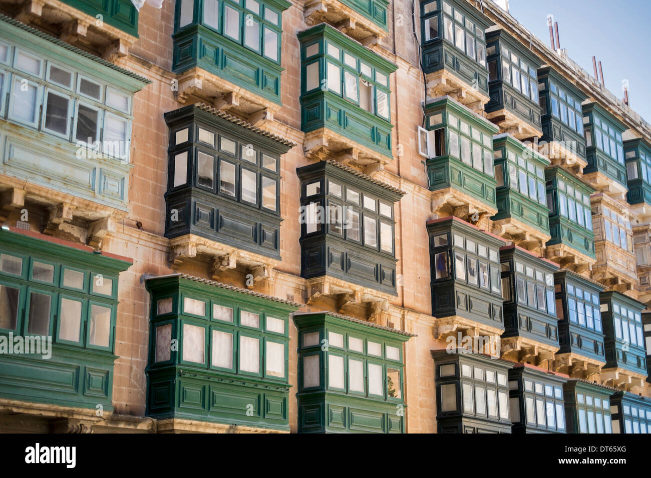 Typical balconies, Valletta, Malta Stock Photo - Alamy