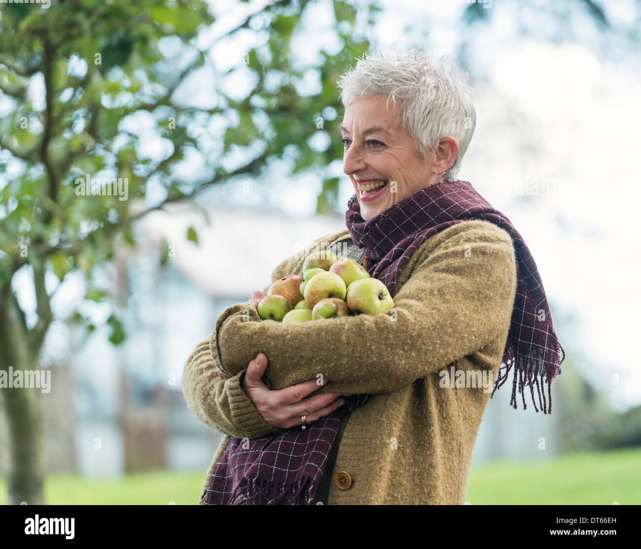 Woman armful fruit hi-res stock photography and images - Alamy