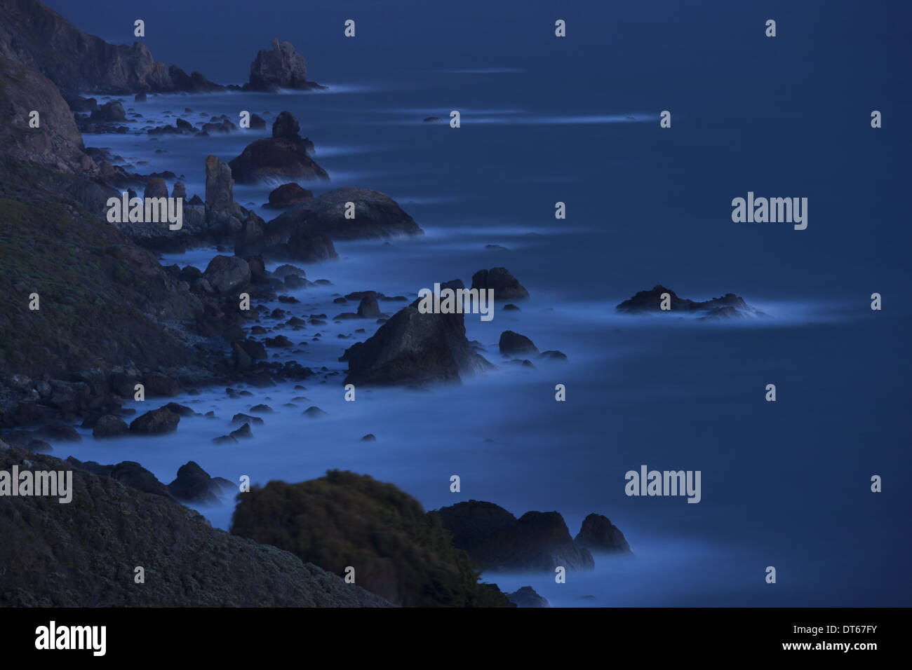 Point Reyes National Seashore coastline, an elevated view along the ...
