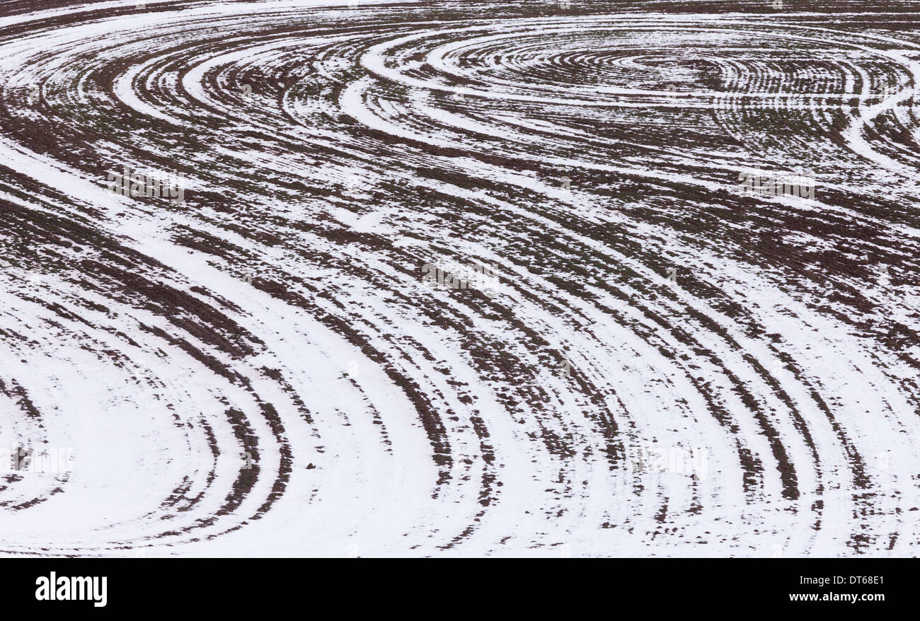 Snow dusting a cultivated field, Palouse, Washington, USA Stock Photo ...