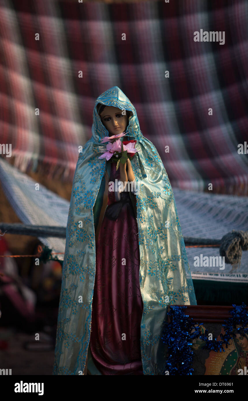 An image of the Virgin of Guadalupe is displayed at the pilgrimage to ...