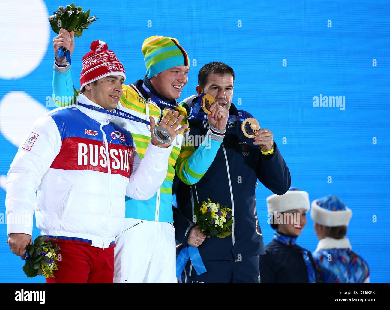 (L-R) Silver medalist Albert Demchenko of Russia, gold medalist Felix ...