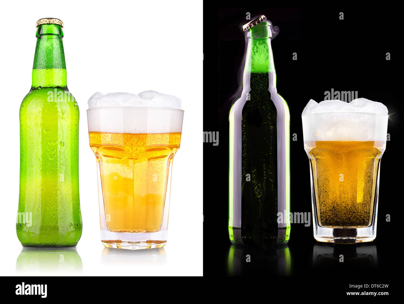 wet fresh beer isolated on black and white Stock Photo - Alamy