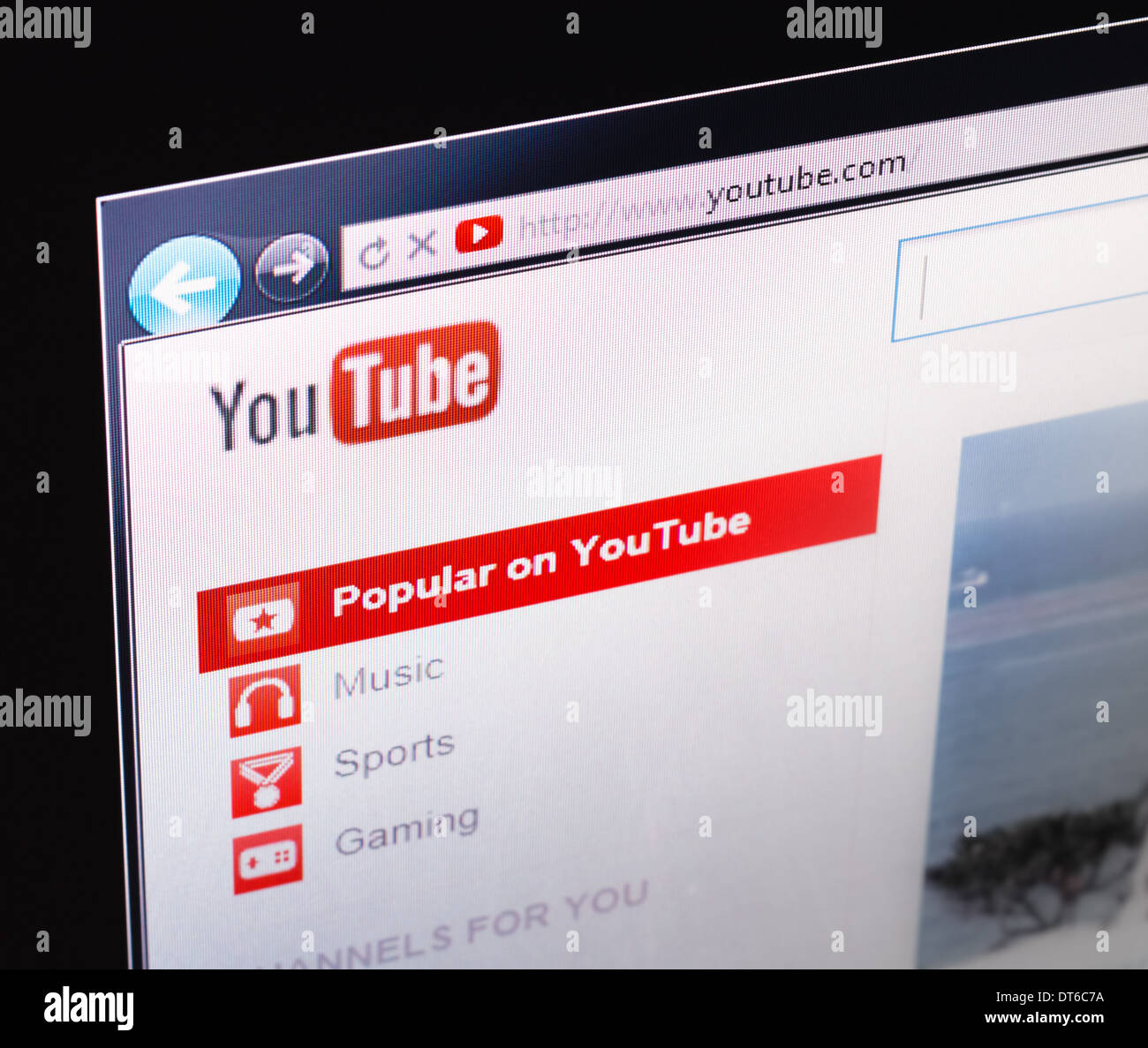 Youtube interface hi-res stock photography and images - Alamy