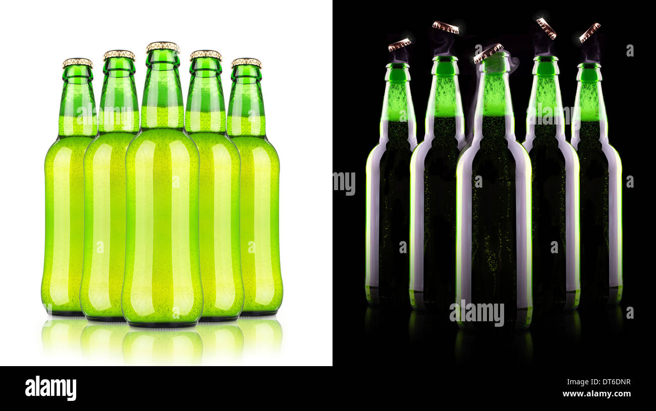 wet fresh beer isolated on black and white Stock Photo - Alamy
