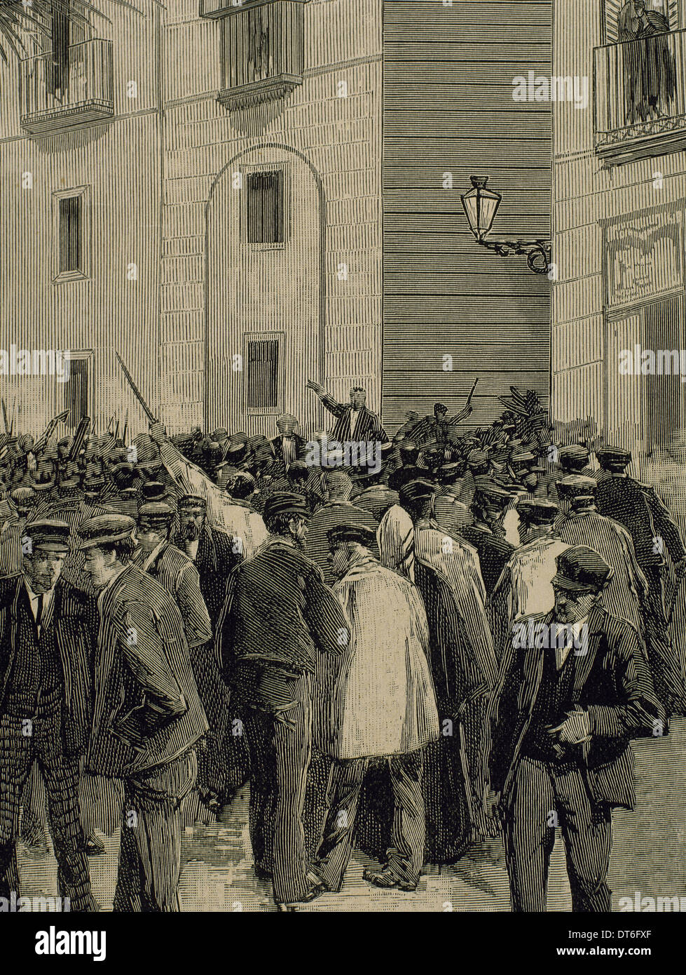 Spain. Barcelona. Working demonstration outside the Captaincy General ...
