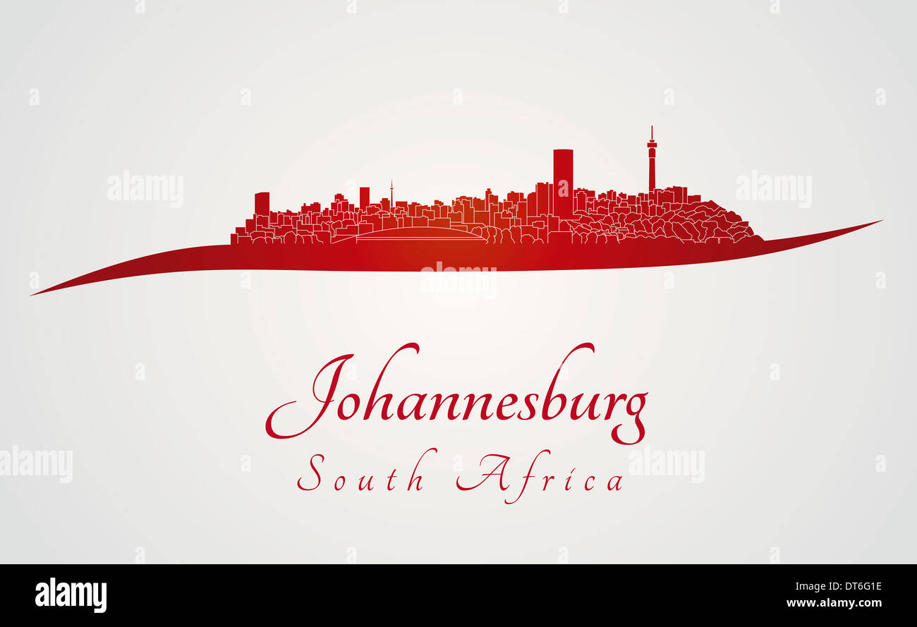 Johannesburg skyline in red and gray background Stock Photo - Alamy