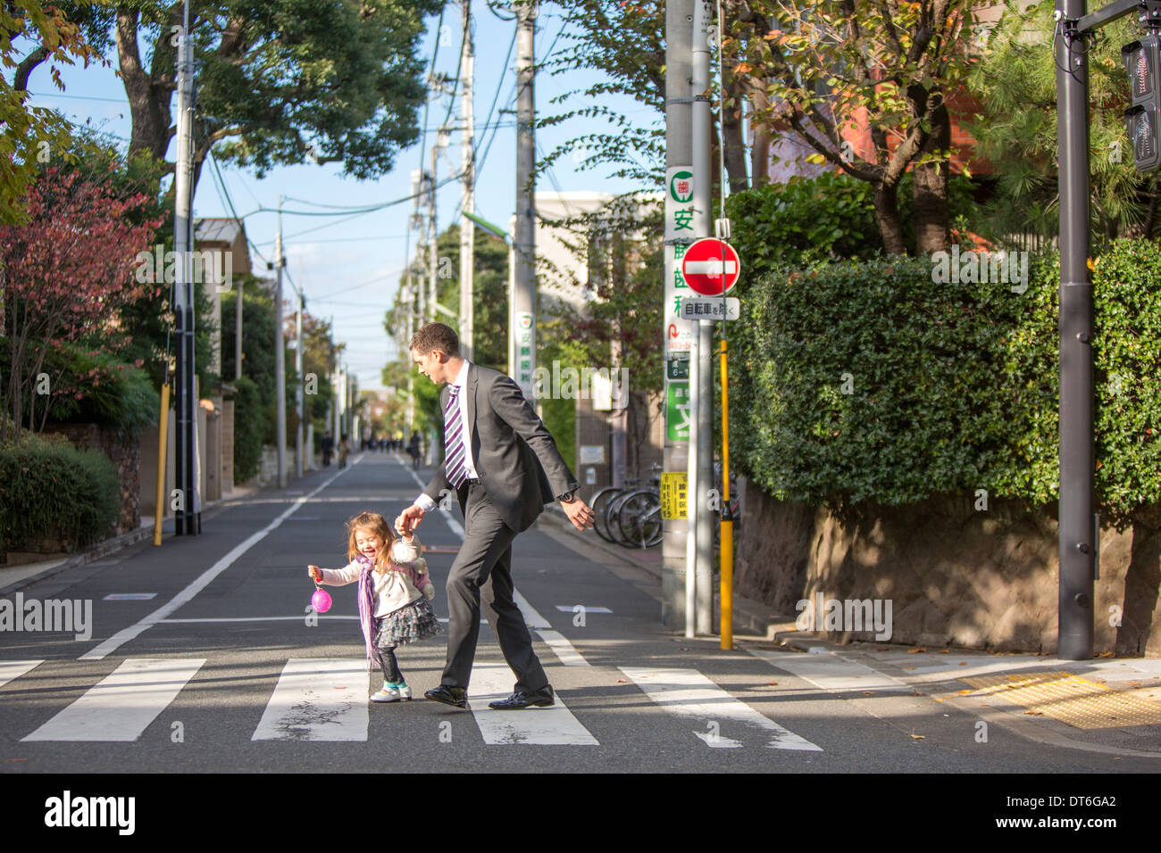 Father Daughter Crossing Road High Resolution Stock Photography and ...