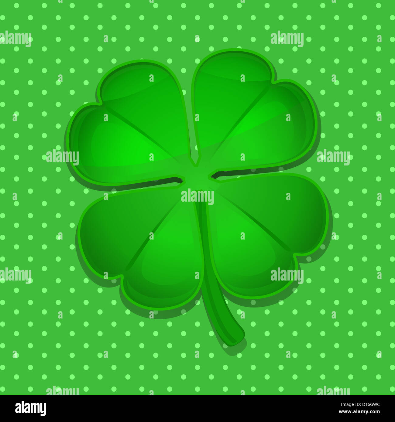 Four Leaf Clover on Green Polka Dot Background Stock Photo - Alamy