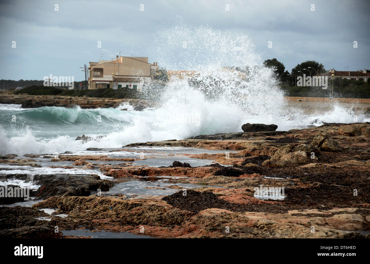 Storm of wind and rough sea in Majorca Stock Photo - Alamy