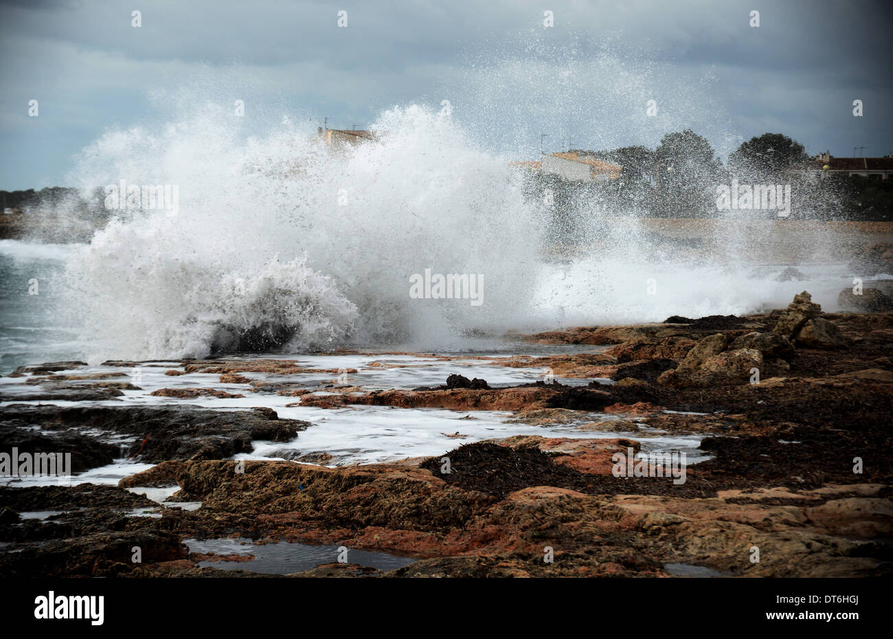 Storm of wind and rough sea in Majorca Stock Photo - Alamy