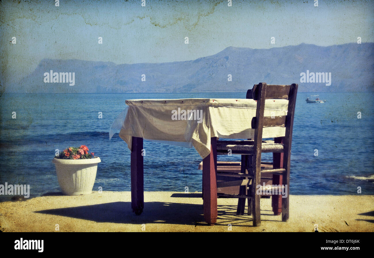 Greek specific - Vintage photo of dining table and chairs set Stock ...